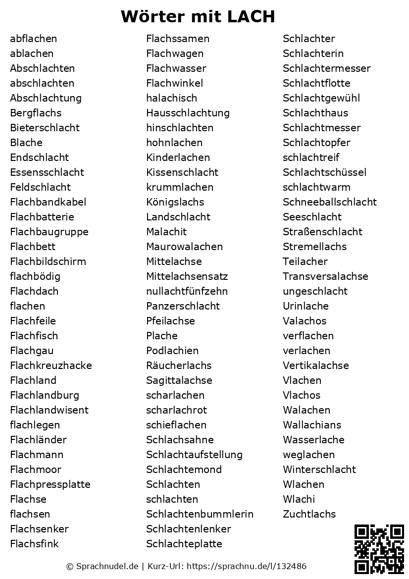 Wörter mit LACH - mit Bedeutung