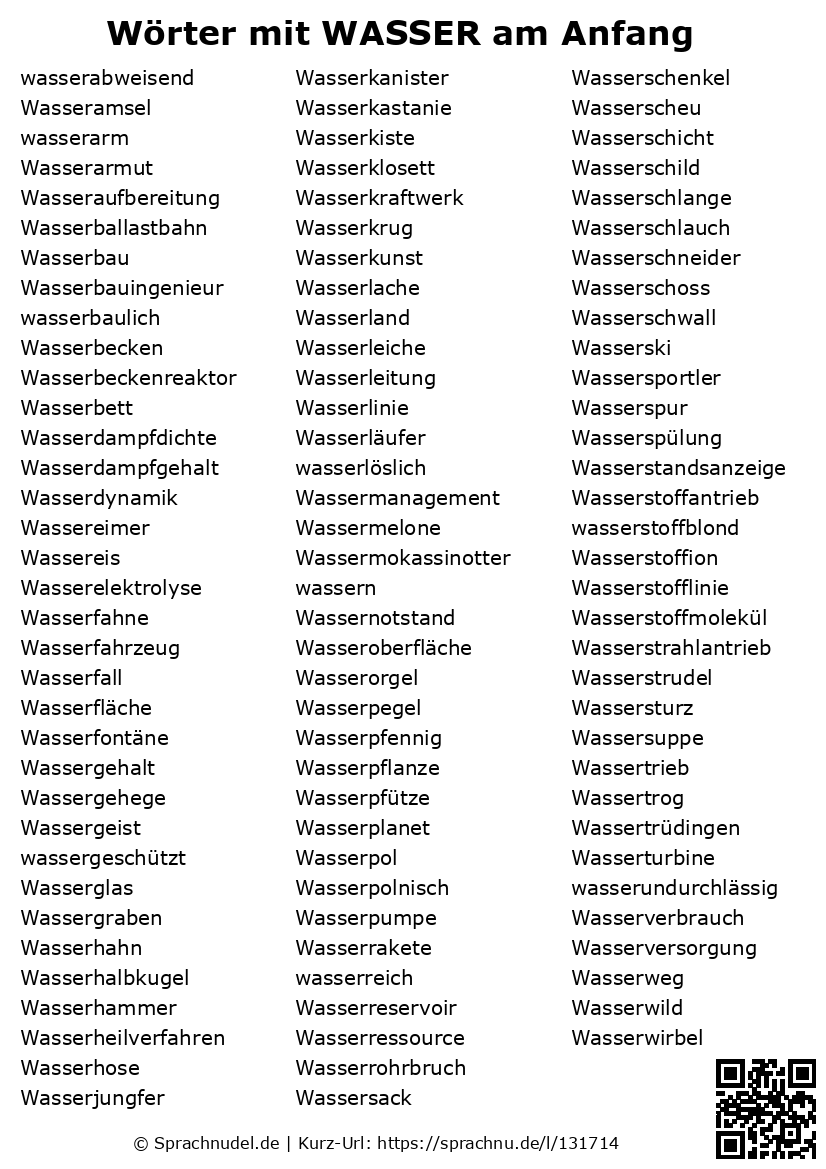 Worte Mit Wasser Am Anfang